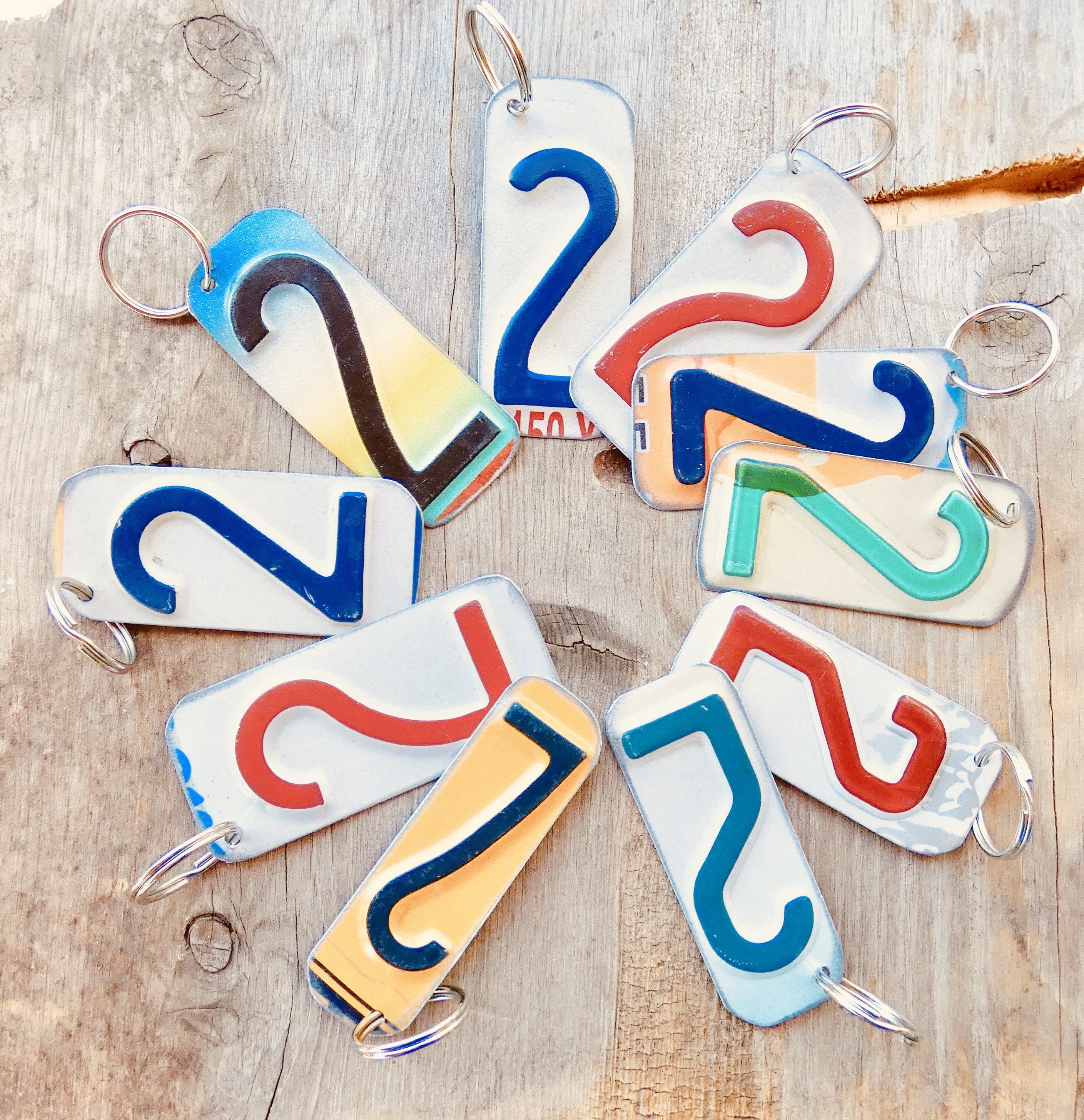 Number 2 Keychain From Repurposed License Plates | Etsy