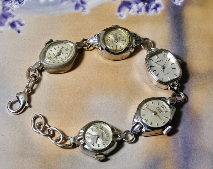 Vintage Watch Bracelet, One of a Kind Bracelet, All Silver Watch ...