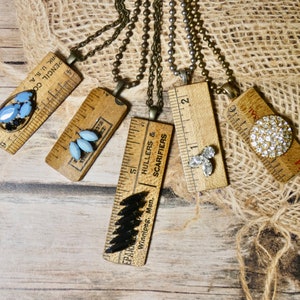 Vintage Ruler Necklace, One of a Kind Wooden Ruler Pendant - Etsy