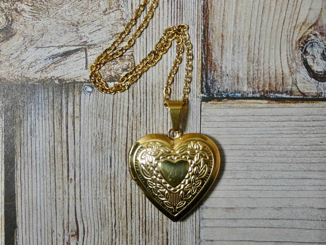 Gold Heart Locket Necklace | Etsy