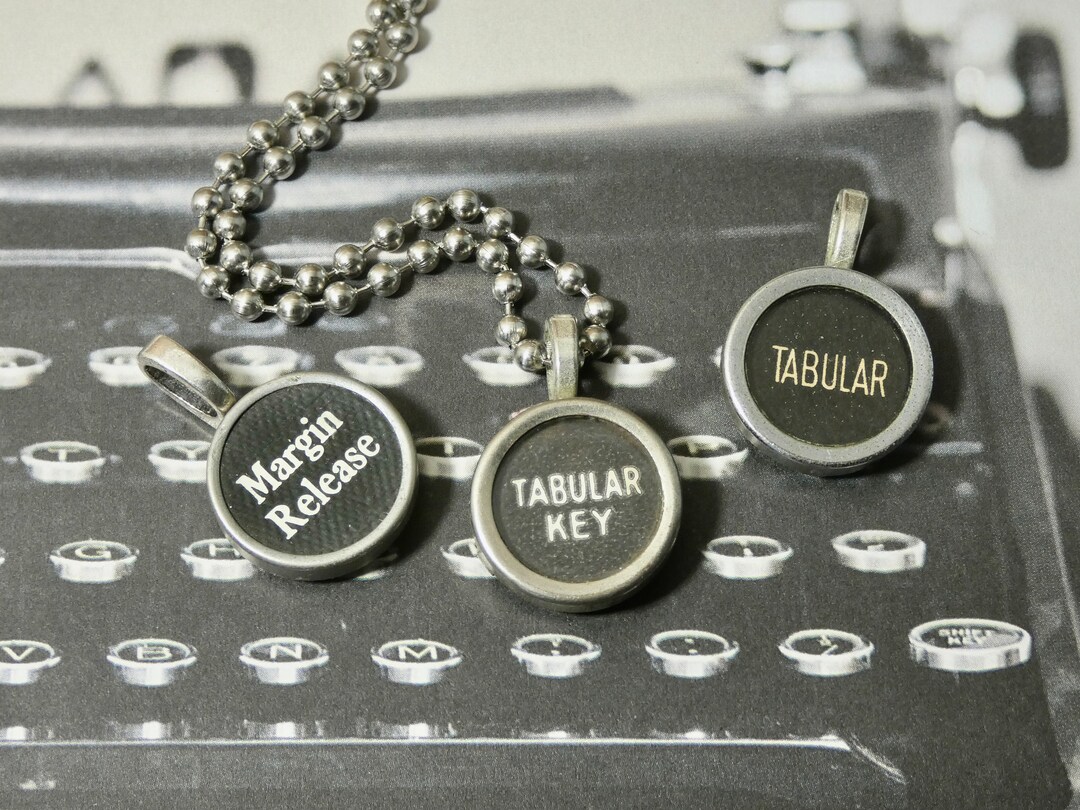 Typewriter Necklace Tabular Key, Margin Release, Authentic Typewriter ...
