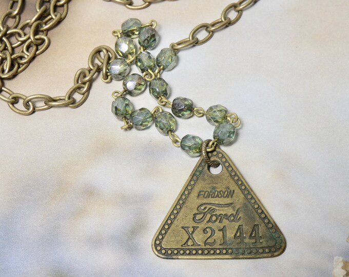 Ford Tag Necklace- Vintage Fordson X2144 Brass Tag - Etsy