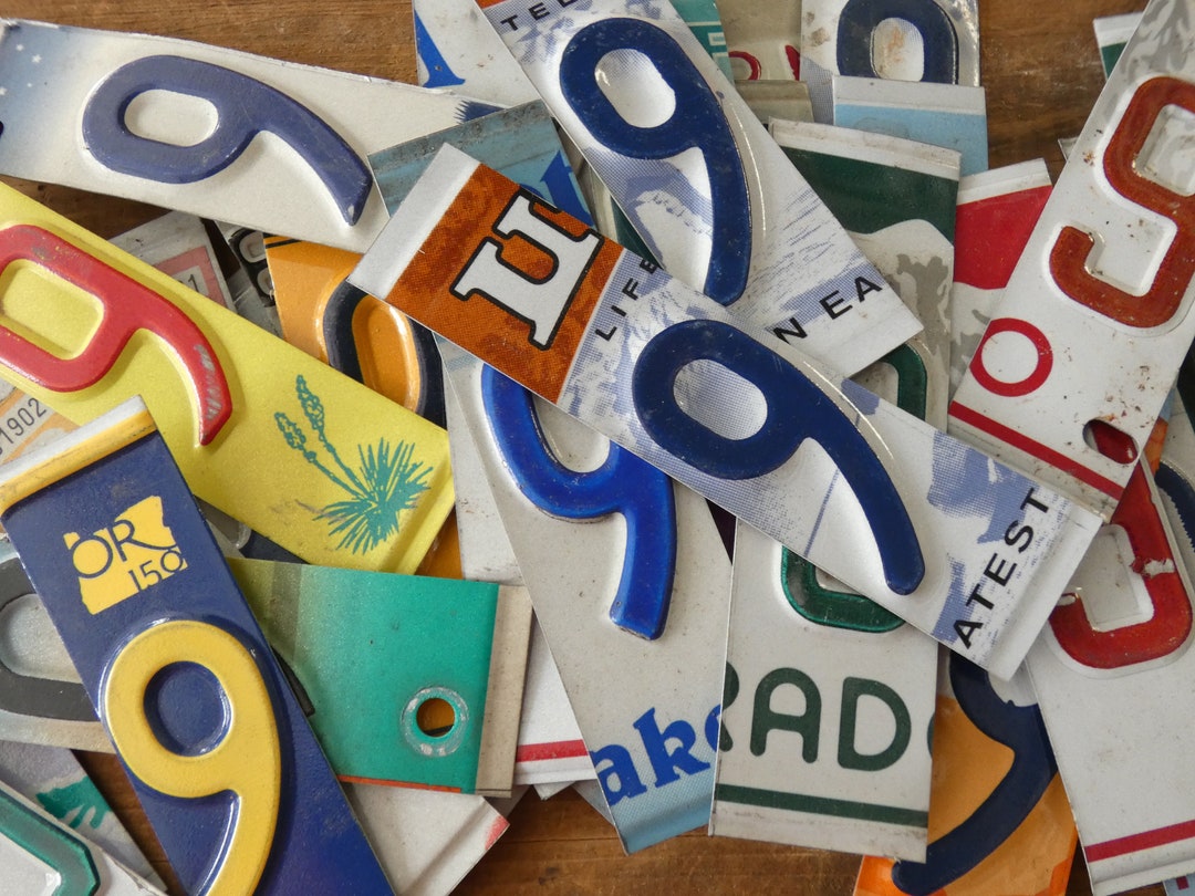 License Plate Number 9 Precut Number NINE Ready for Crafting Repurposed ...