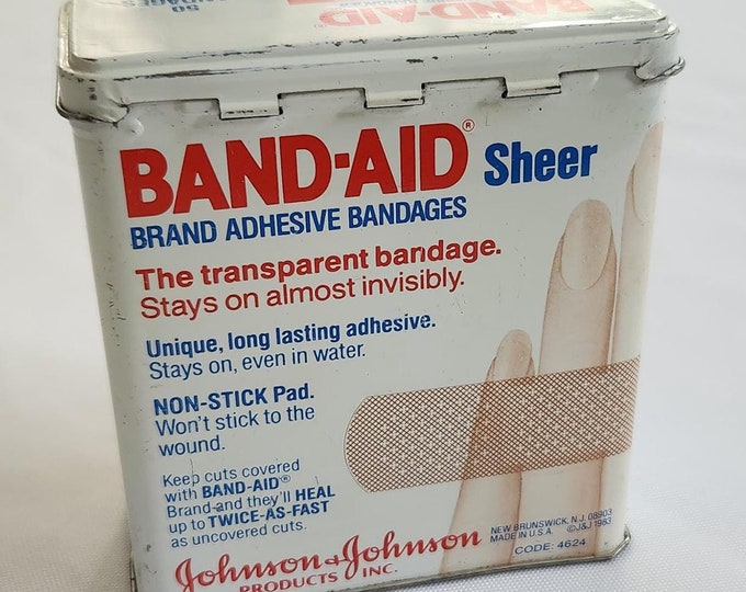 Vintage Band-aid Sheer Bandages Tin --- Retro 1980s Johnson & Johnson ...