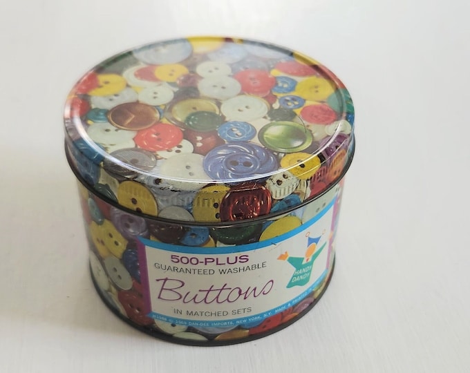 Vintage Handy Dandy Button Tin --- Retro 1960s Dan-dee Imports Kitschy ...