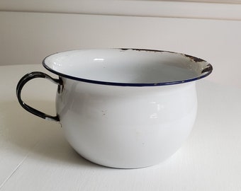 White Enamel Chamber Pot - Etsy