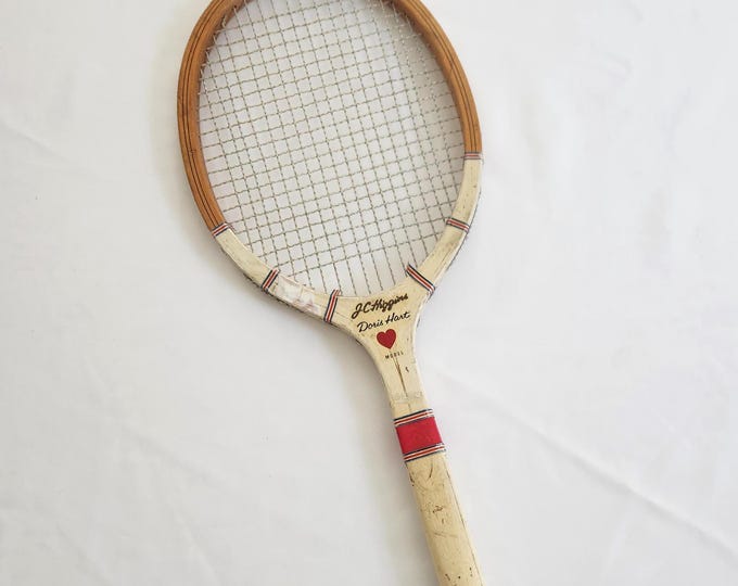 Vintage Doris Hart Model J.C. Higgins Wooden Tennis Racket --- Retro ...