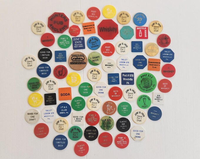 Vintage Elk County Bar Drink Tokens - Set of 74 - Retro Western ...