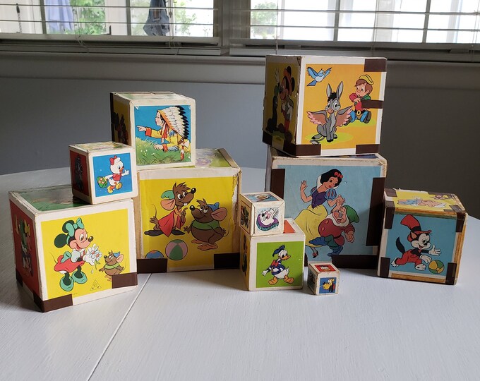 Vintage Walt Disney Characters Stacking Nesting Blocks --- Retro ...