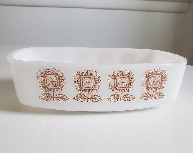 Vintage Sunflower Pattern Federal Glass Co. Milk Glass Loaf Pan ...
