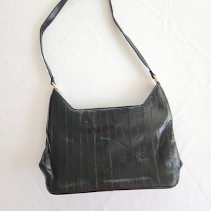 Vintage Lee Sands Black Genuine Eel Skin Leather Shoulder Purse ...