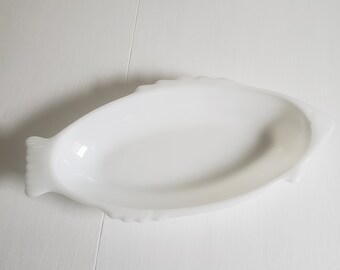 Milk Glass Fish Dish - Etsy