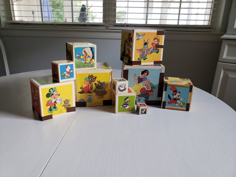 Vintage Walt Disney Characters Stacking Nesting Blocks | Etsy