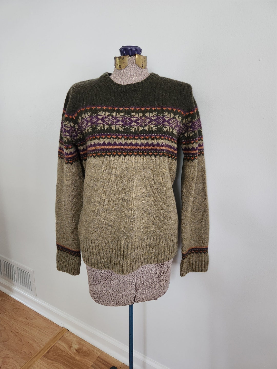 Vintage Abercrombie & Fitch Shetland Wool Sweater --- Retro 90s Winter Cozy Dad Knitwear ...