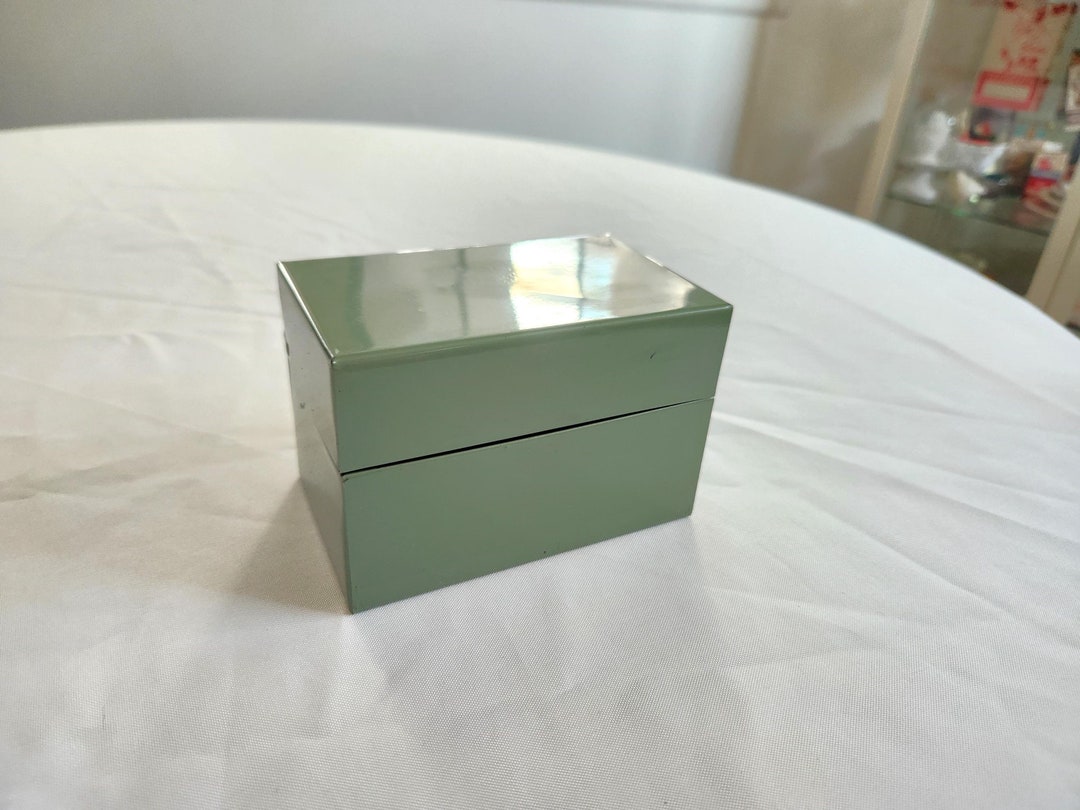Vintage Steely Green Metal Box With Hinged Lid Retro Industrial Little ...