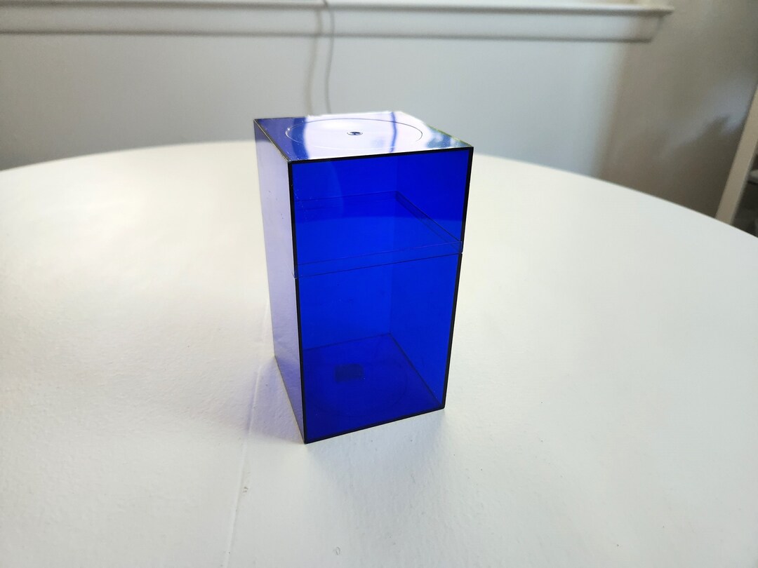 Vintage Amac Plastic Clear Blue Square Container --- Retro Colorful ...