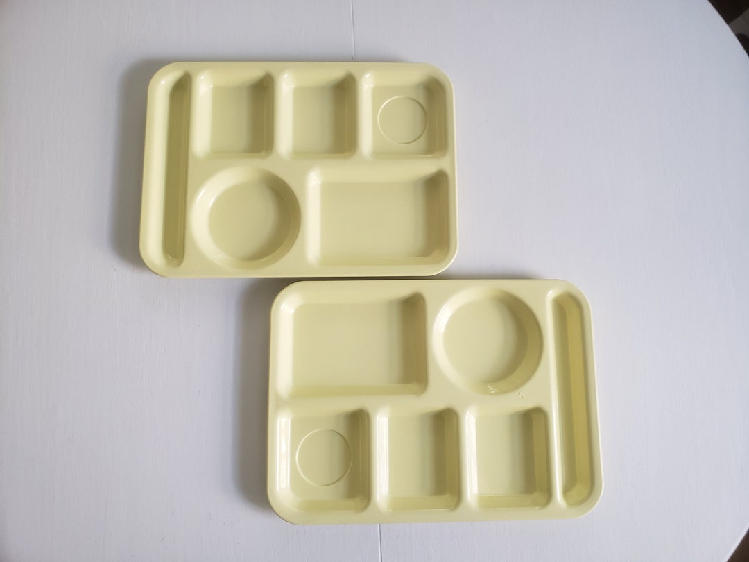 Vintage Silite Pastel Yellow Cafeteria Lunch Trays Set of Two Retro ...