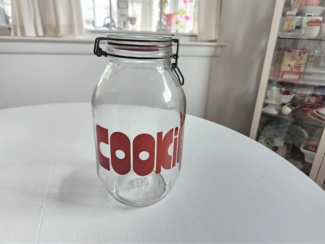 Vintage Cookies Clear Glass Jar With Metal Latch Lid Retro 1970s Sweet ...