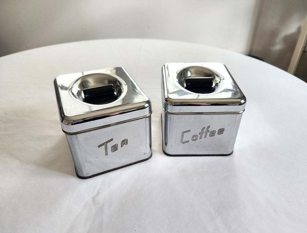 Vintage Canette Tea & Coffee Chrome Metal Containers - Set of Two ...