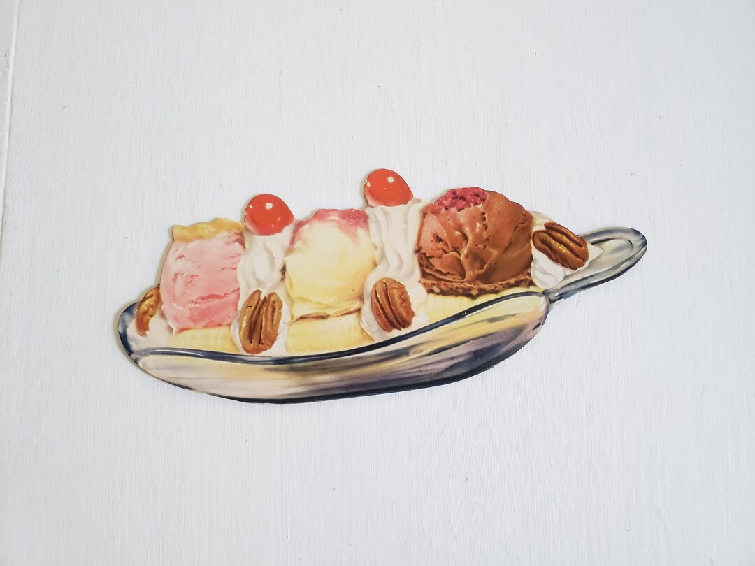 Vintage Banana Split Sundae Paperboard Cardboard Decoration Retro Ice ...