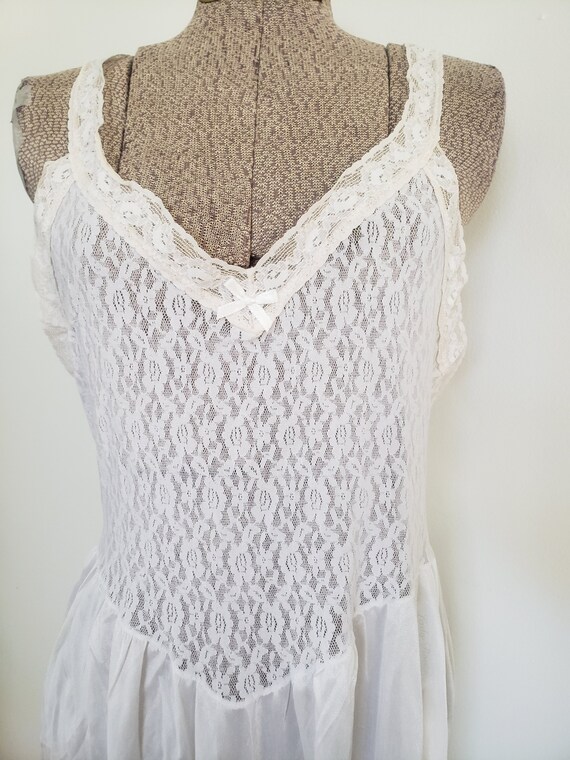 Vintage Lady Ronte White Lacy Negligee Nightie Dress … - Gem