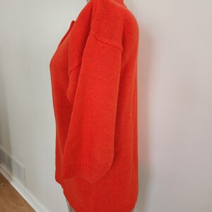 Vintage Trousers up Half Button Vermillion Orange Sweater --- Retro ...