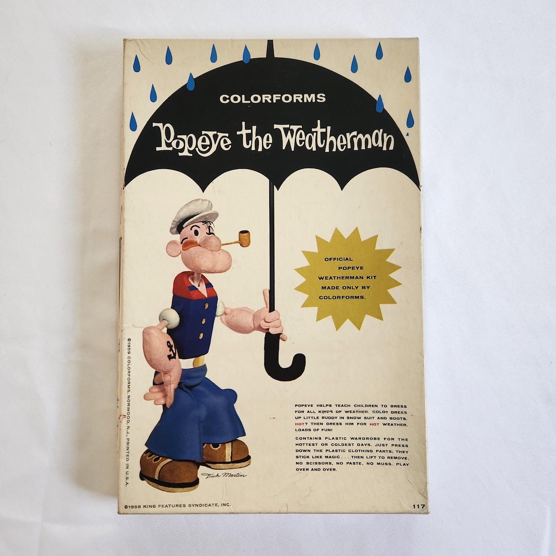 Vintage Popeye the Weatherman Colorforms Dress up Toy --- Retro 1950s ...