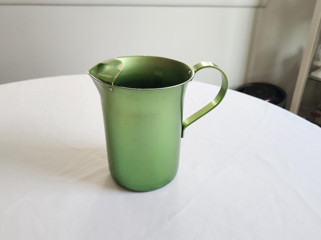 Vintage Green Aluminum Water Pitcher With Ice Guard --- Retro 1950s ...