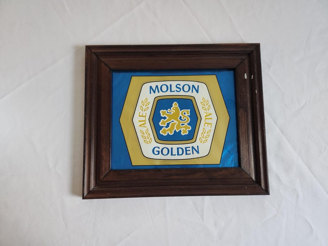 Vintage Molson Golden Ale Foil & Glass Beer Sign in Wooden Frame ...