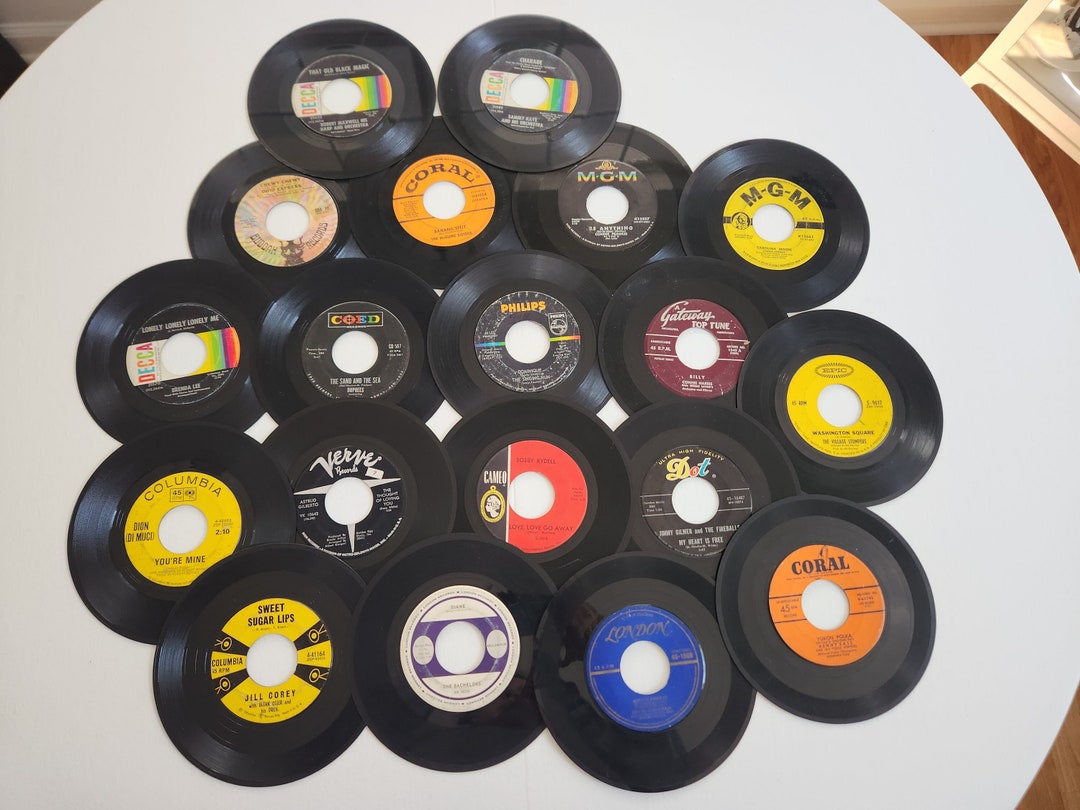 Vintage 45 Rpm Records - Set of 19 - Retro 45s Single Songs Music Vinyl ...