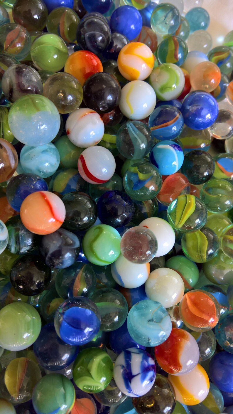 Vintage Glass Marbles Set Of 10 Retro Classic Americana Etsy
