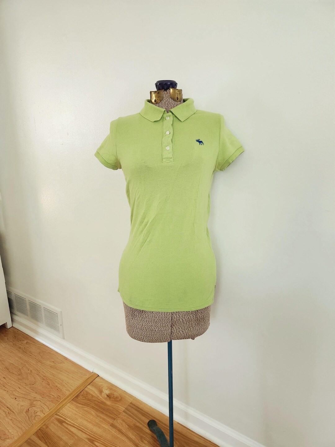 Vintage Abercrombie and Fitch Moose Embroidered Green Polo Shirt --- Retro 2000s Preppy Women's ...
