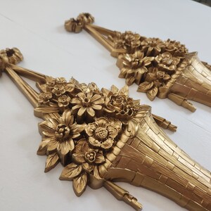Vintage Syroco Gold Flower Baskets Wall Decor Set of Two Retro 1960s ...