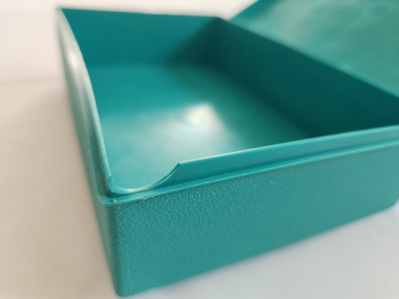 Vintage School Box Teal Plastic Supplies Container - Retro Childrens ...