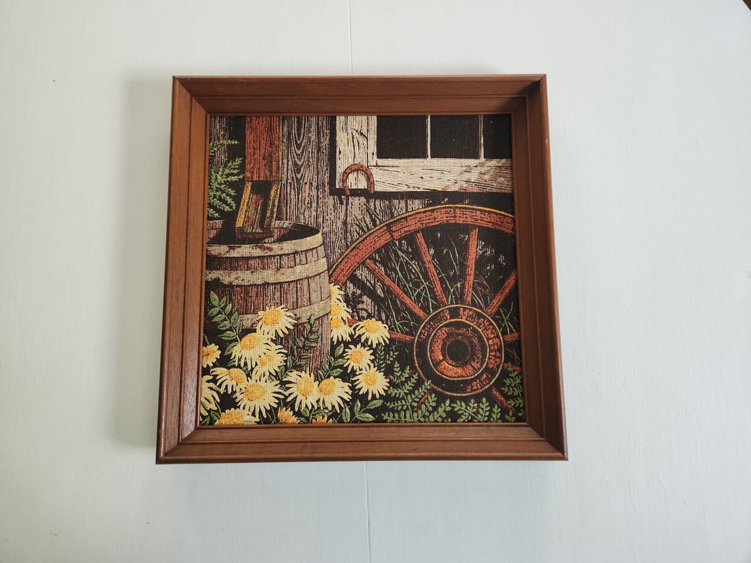 Vintage Rustic Farm Vignette Framed Fabric Print -- Retro Old Barn ...