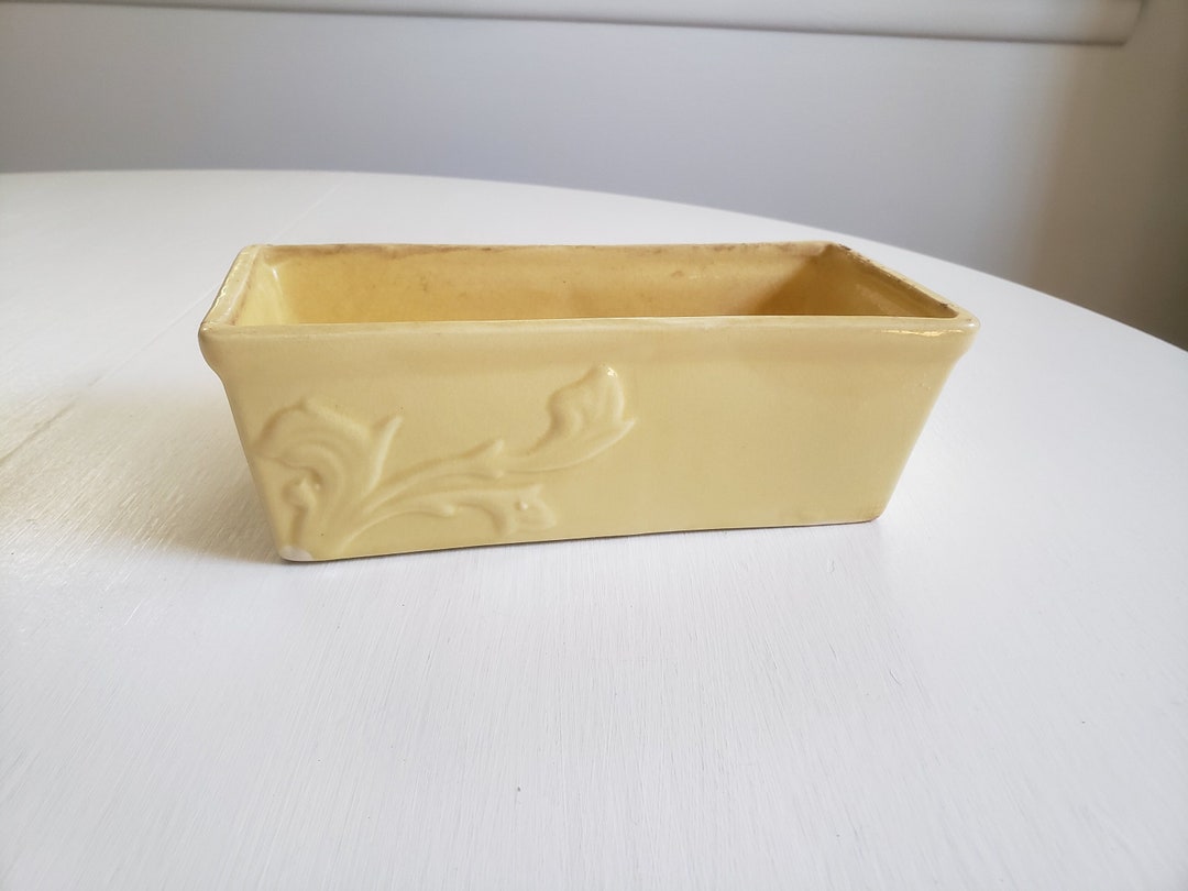 Vintage Cookson Pottery CP-813 Ceramic Yellow Art Nouveau Leaf Planter ...