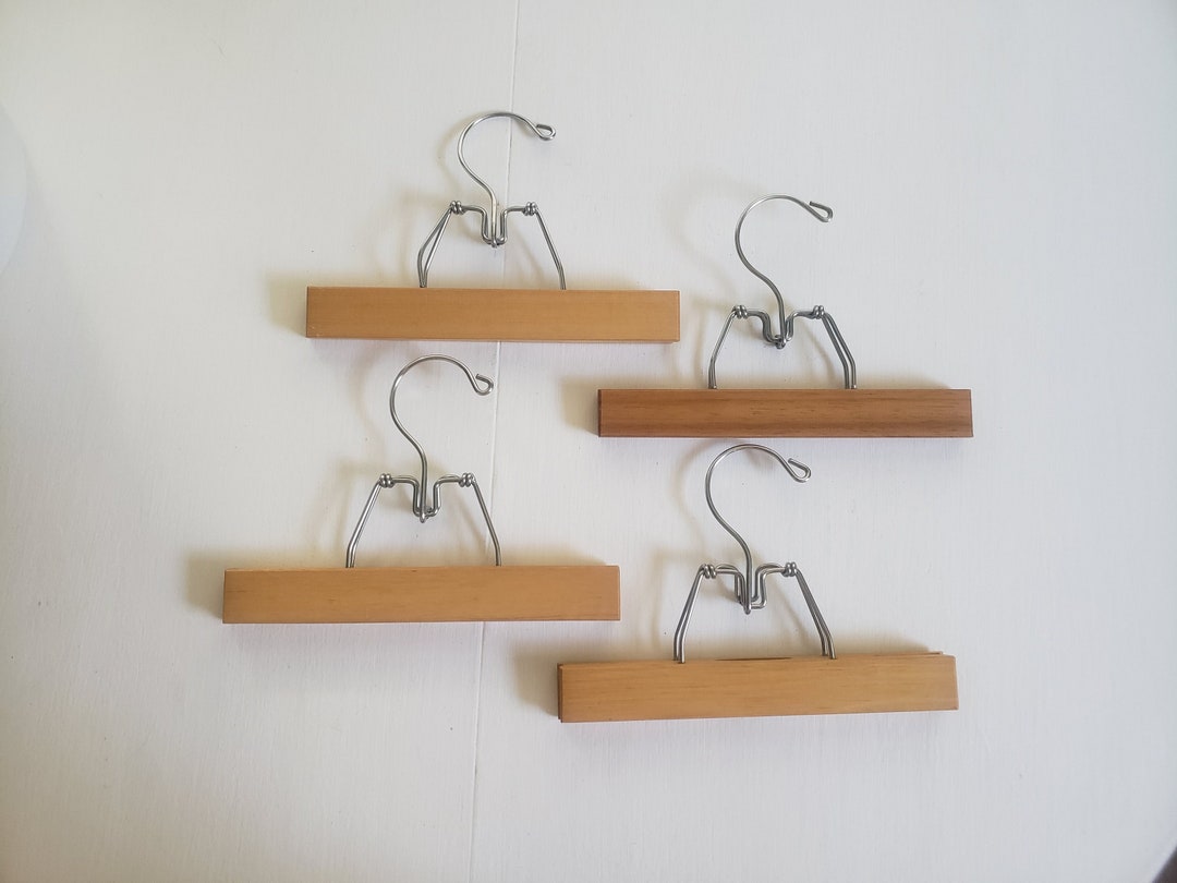 Vintage Wooden Skirt & Pants Clamp Clothing Hangers Set of Four Retro ...