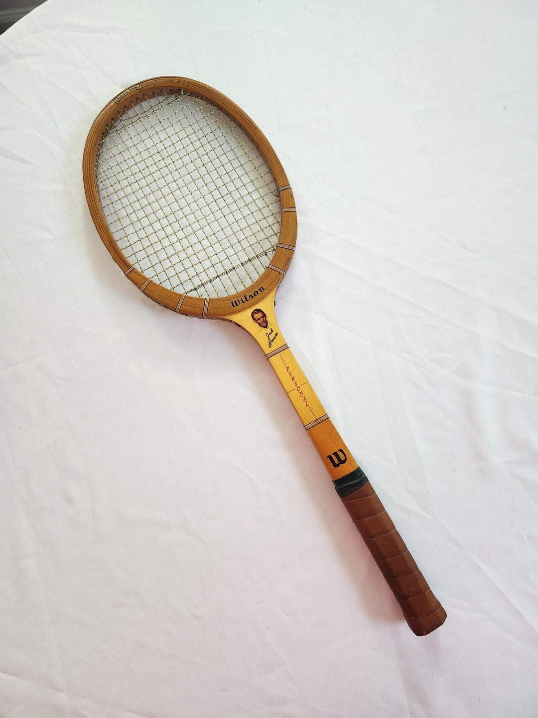 Vintage Wilson Jack Kramer Wooden Tennis Racket --- Retro Court Sports ...
