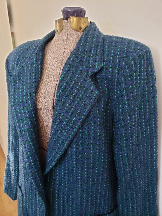 Vintage Maren Blue Tweed Blazer Suit Jacket -- Retro … - Gem