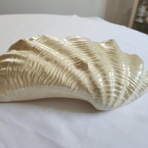 Vintage Lustreware Clamshell Large Ceramic Dish -- Retro Pearlized ...