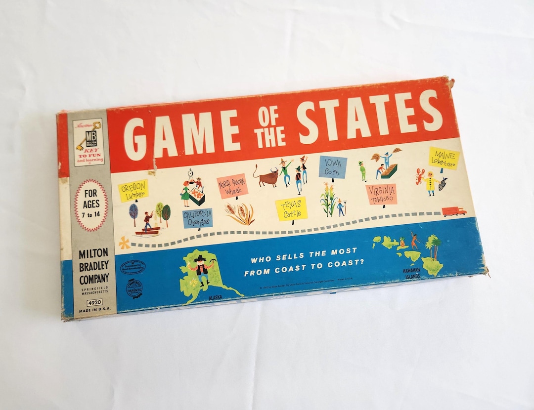 Vintage Game of the States Board Game -- Retro 1960s Milton Bradley ...
