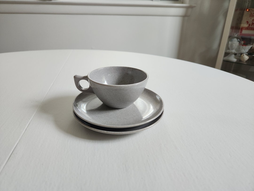 Vintage Color Flyte by Branchell Gray Melamine Teacup & Plates ...