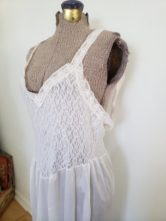 Vintage Lady Ronte White Lacy Negligee Nightie Dress … - Gem