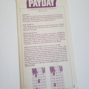 Vintage Pay Day Board Game Retro 1970s Parker Brothers Classic Games ...