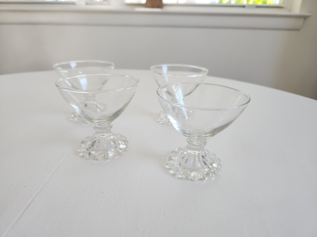 Vintage Simple Bubbles Cone Shaped Clear Glass Dishes - Set of Four ...