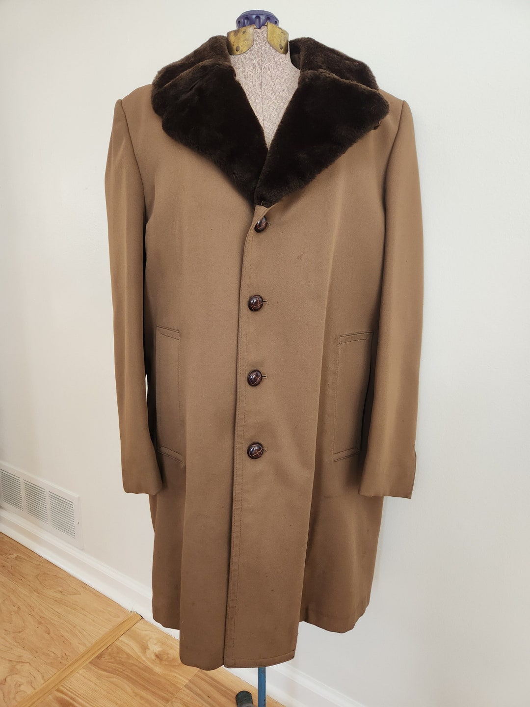 Vintage London Fog Brown Faux Fur Collar Lined Winter Coat Retro Timeless Cozy Women's Warm ...