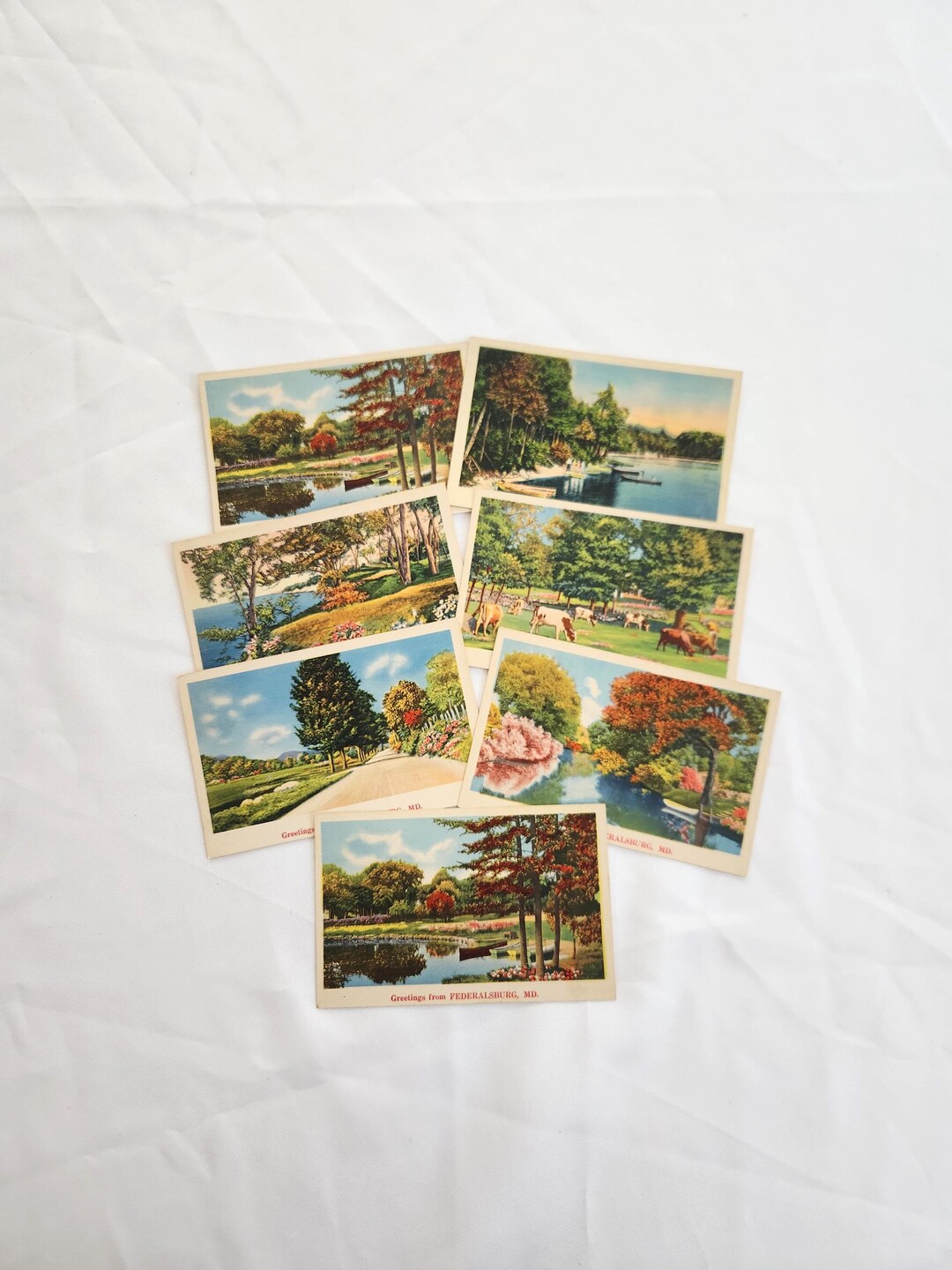 Vintage Federalsburg & Denton Linen Finish Postcards - Set of Seven ...