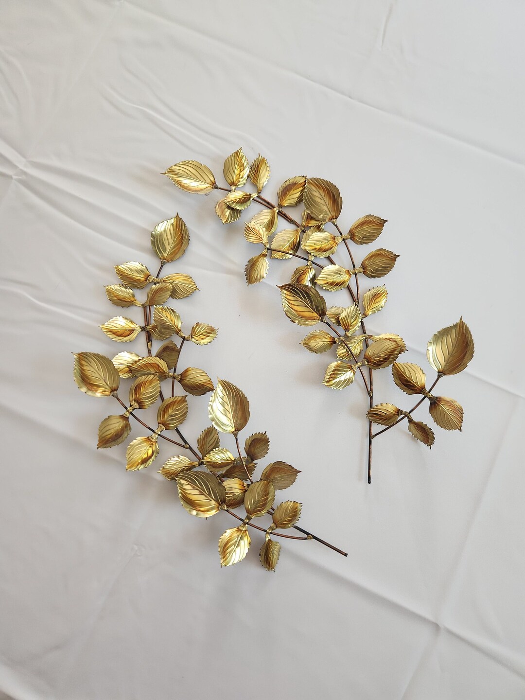Vintage Brass Colored Metal Branches of Leaves - Set of Two - Retro ...