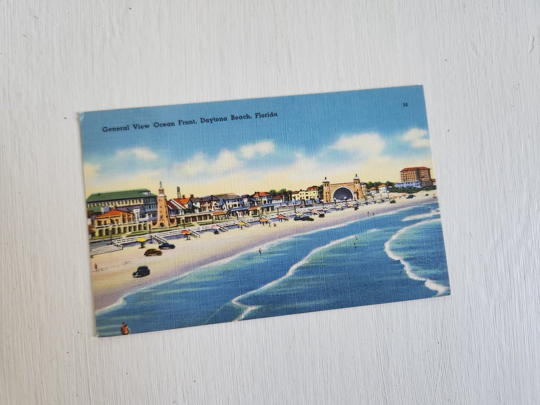 Vintage Ocean Front Daytona Beach Linen Finish Postcard Retro Florida ...