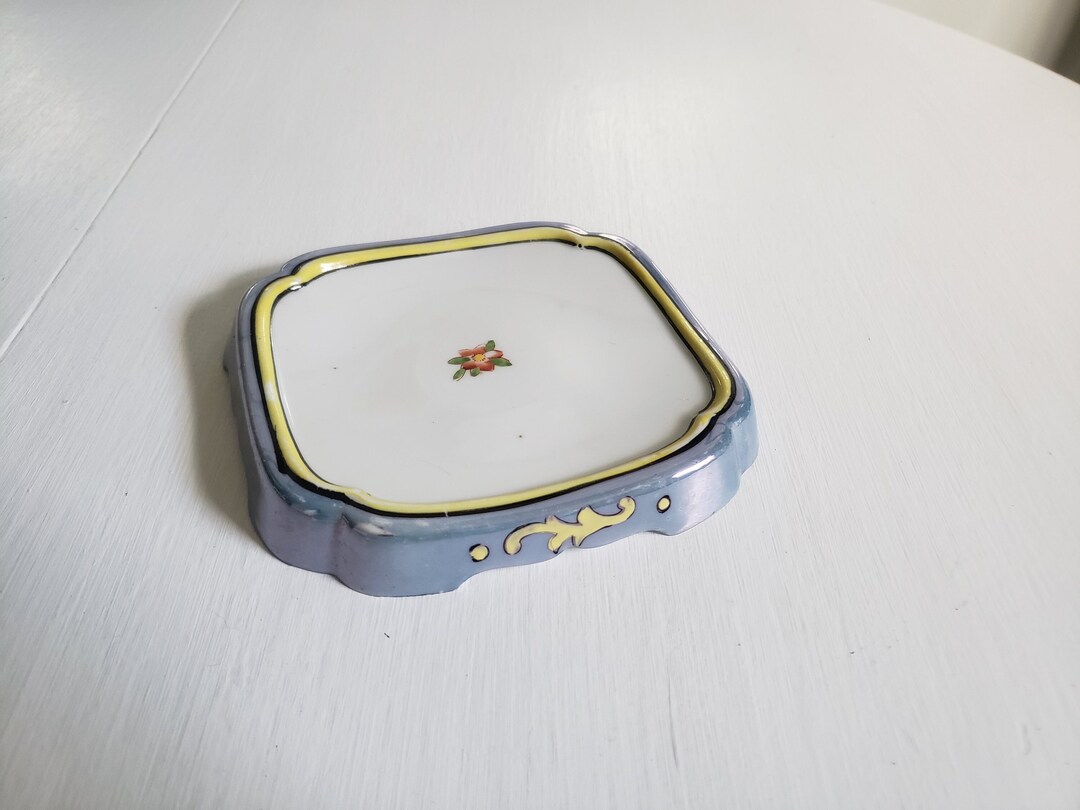 Vintage Periwinkle Blue Lustreware Display Dish Retro Hand Painted ...